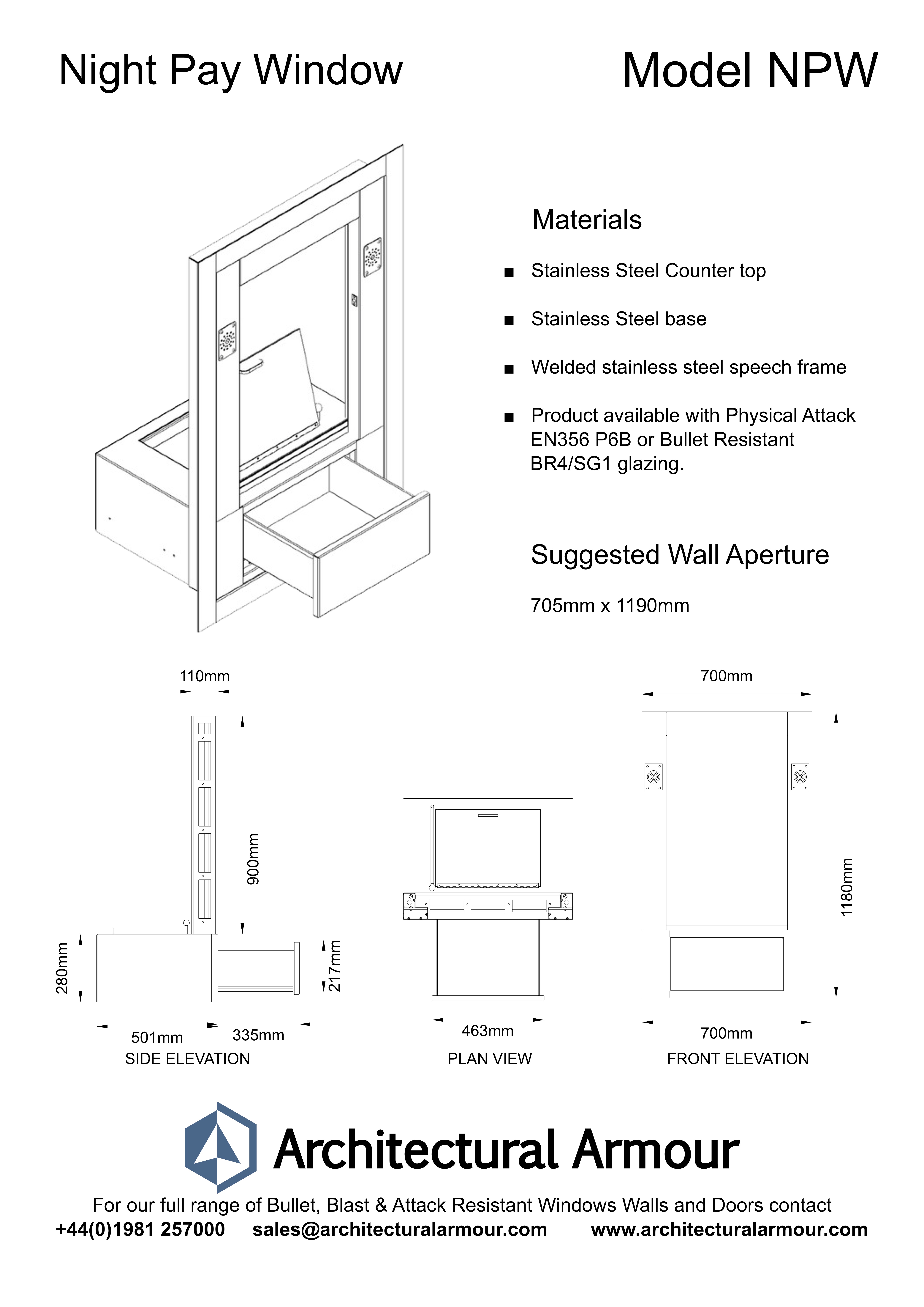 Architectural Armour | Night Pay Window and Hatch- Architectural Armour