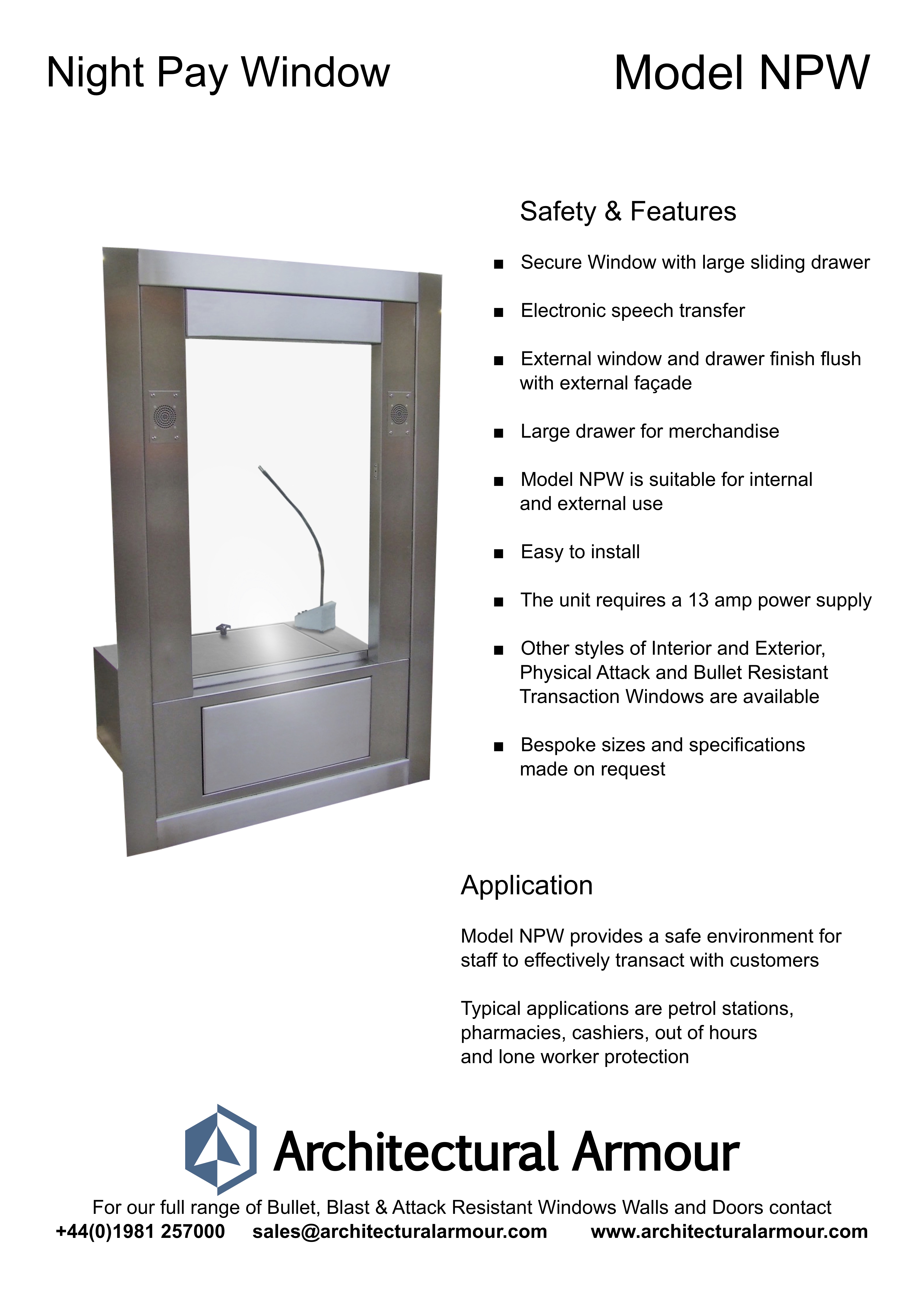 Architectural Armour | Night Pay Window and Hatch- Architectural Armour